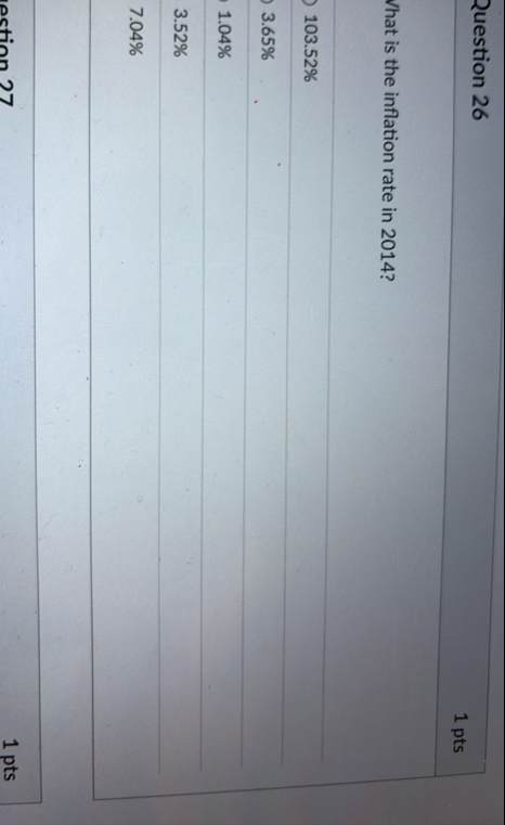 Solved Question 261 ﻿ptsWhat is the inflation rate in | Chegg.com