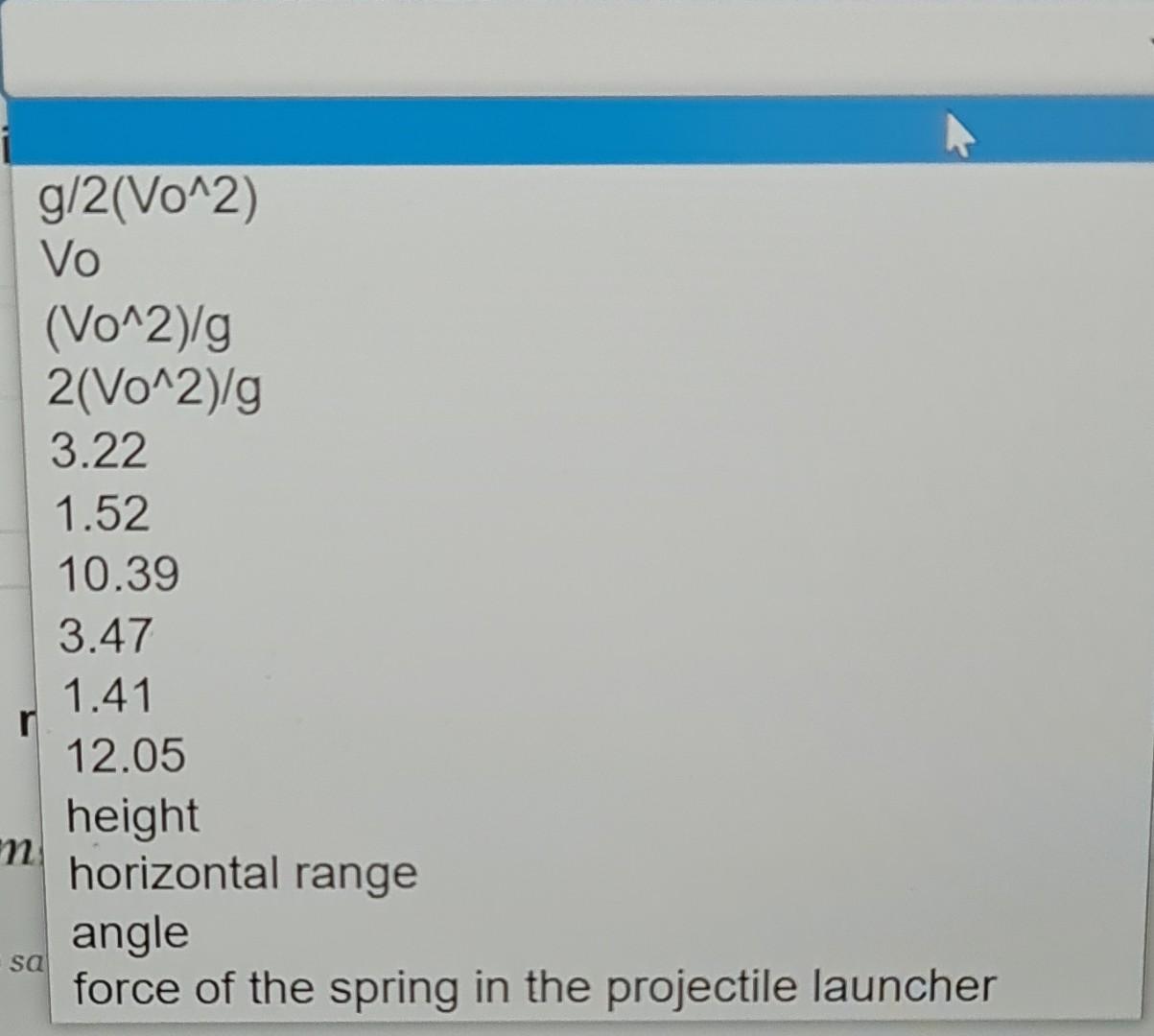 Solved QUESTION 7 in the Projectile experiment, the relation | Chegg.com