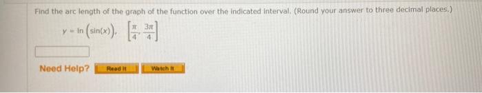 Solved Find the arc length of the graph of the function over | Chegg.com