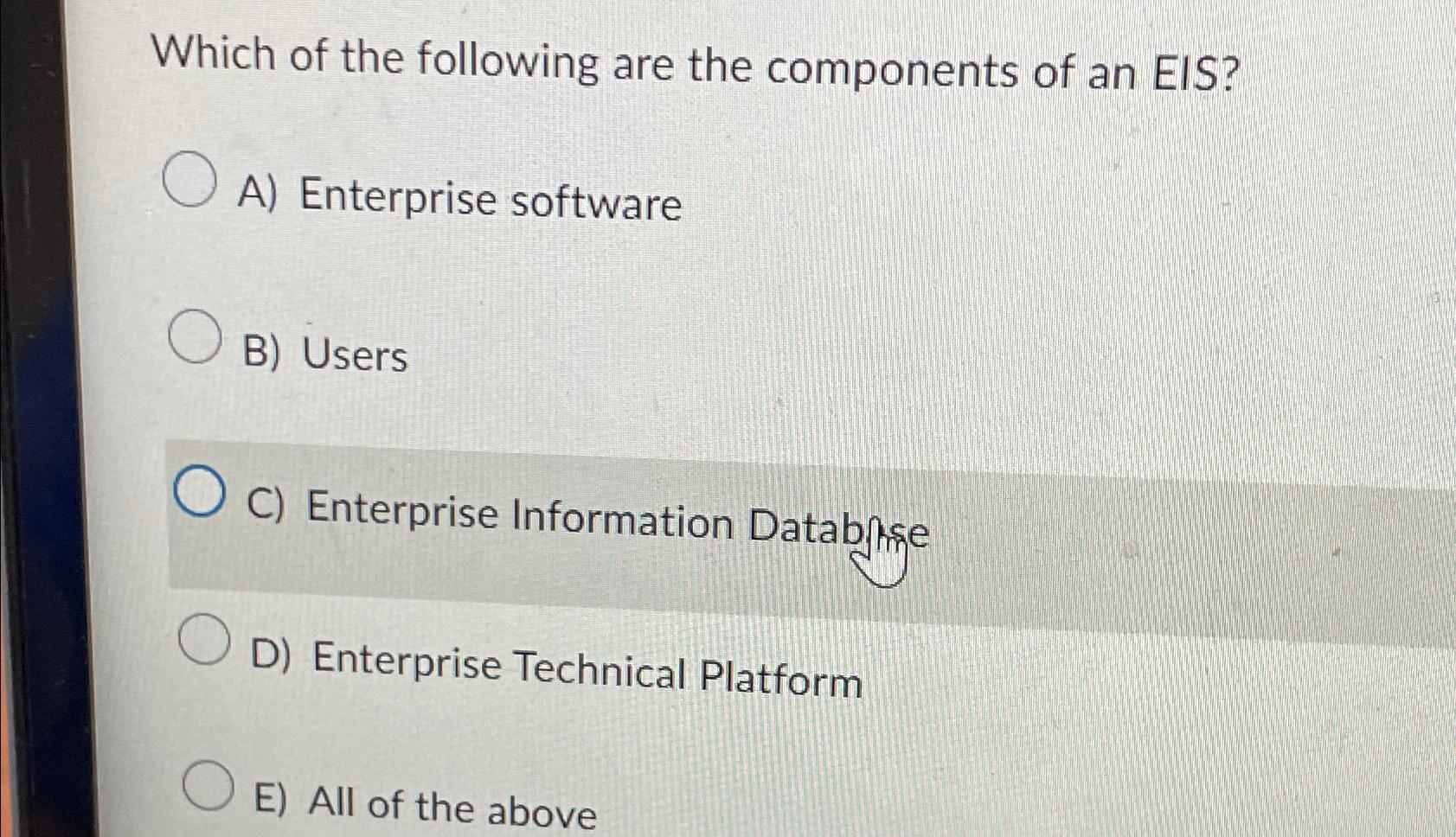 Solved Which of the following are the components of an | Chegg.com