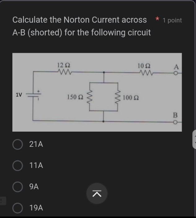Solved Calculate the Norton Current across * 1 point A-B | Chegg.com