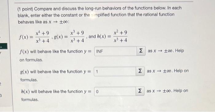 Solved Comparing Discuss The Long Run Behaviors Of The