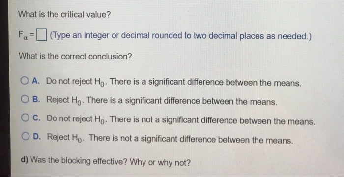 Solved Mean sum of squares F 5.0 Source Between Block Error | Chegg.com