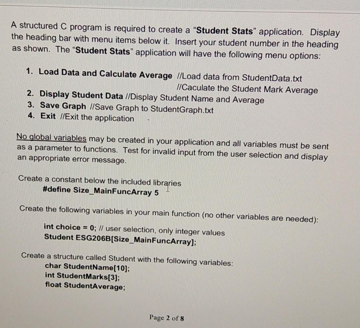 Solved A structured C program is required to create a | Chegg.com