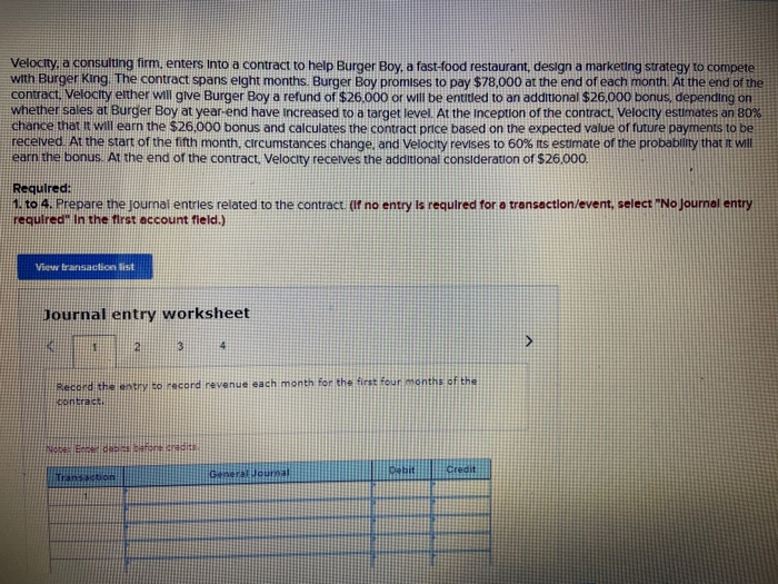 Solved Velocity, a consulting firm, enters into a contract | Chegg.com