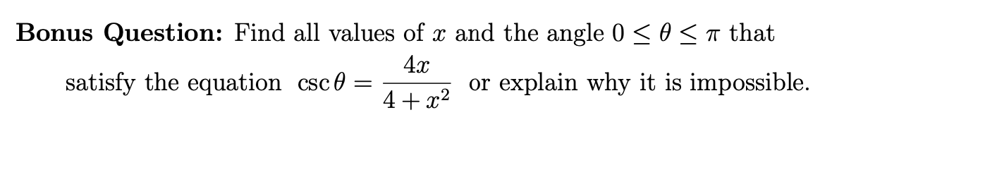 Solved Find all values of x ﻿and the angle 0≤θ≤π | Chegg.com