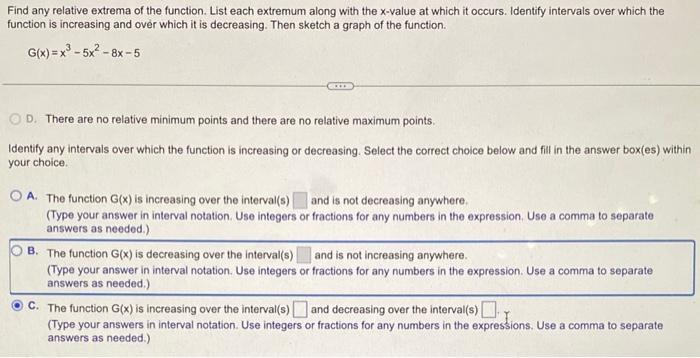 Solved Find Any Relative Extrema Of The Function List Each
