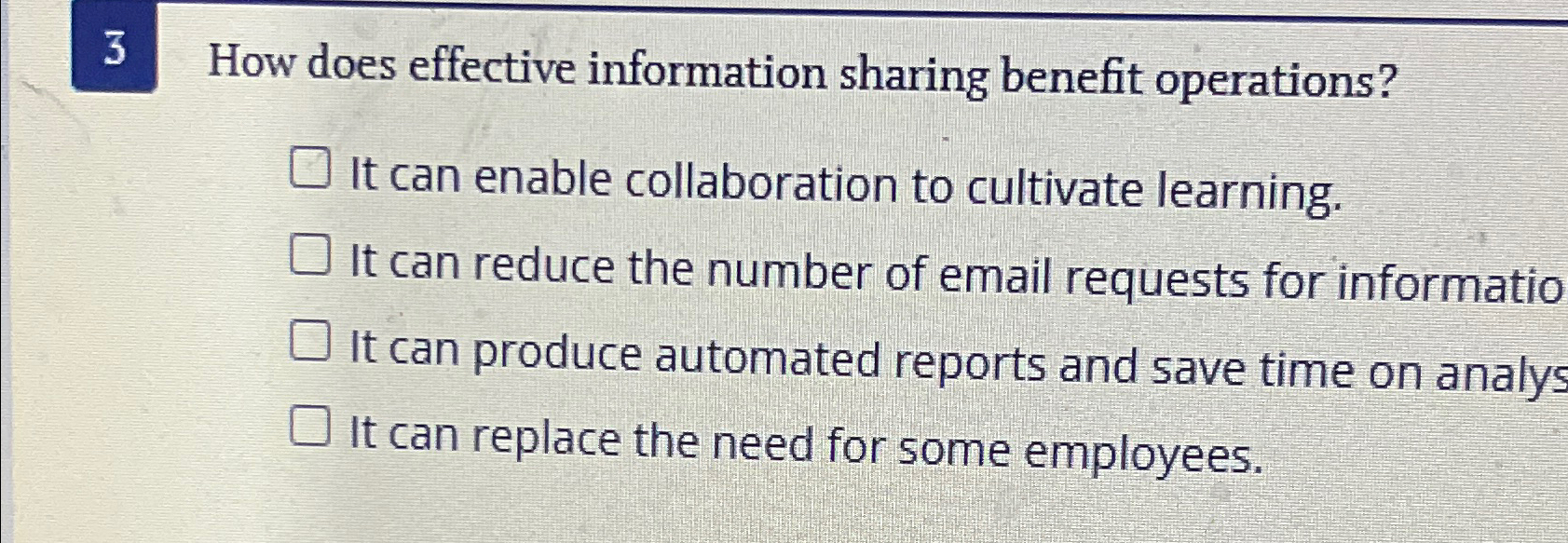 Solved 3 ﻿How does effective information sharing benefit | Chegg.com