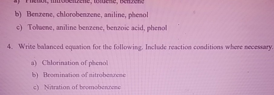 Solved 4. ﻿Write balanced equation for the following. | Chegg.com