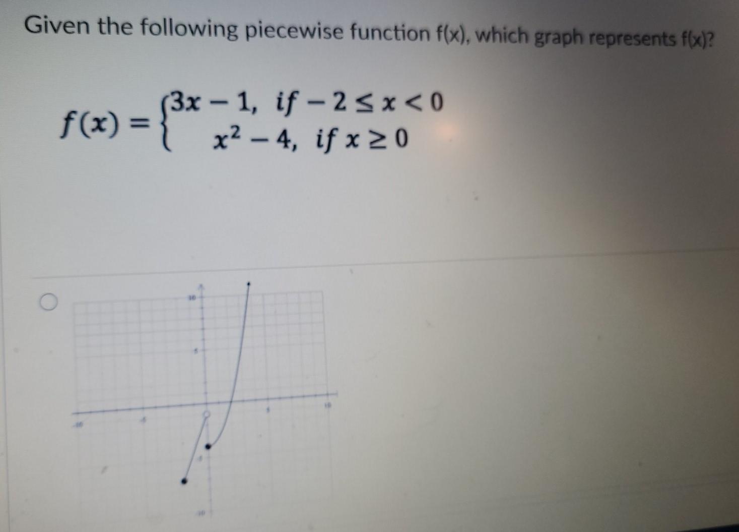 Solved Given the following piecewise function f(x), which | Chegg.com