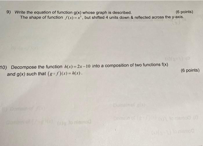 Solved 9 Write The Equation Of Function G X Whose Graph Is