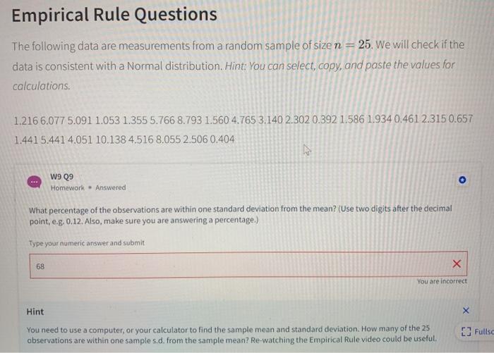 Solved Empirical Rule Questions The following data are | Chegg.com