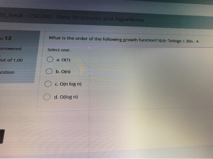 Solved 20 Resit CSC205 Data Struttures and Algorithms n 13 | Chegg.com