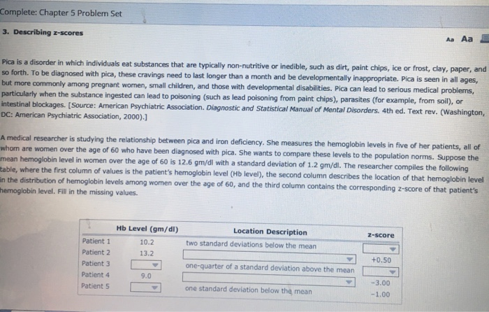 Solved Complete: Chapter 5 Problem Set 3. Describing | Chegg.com