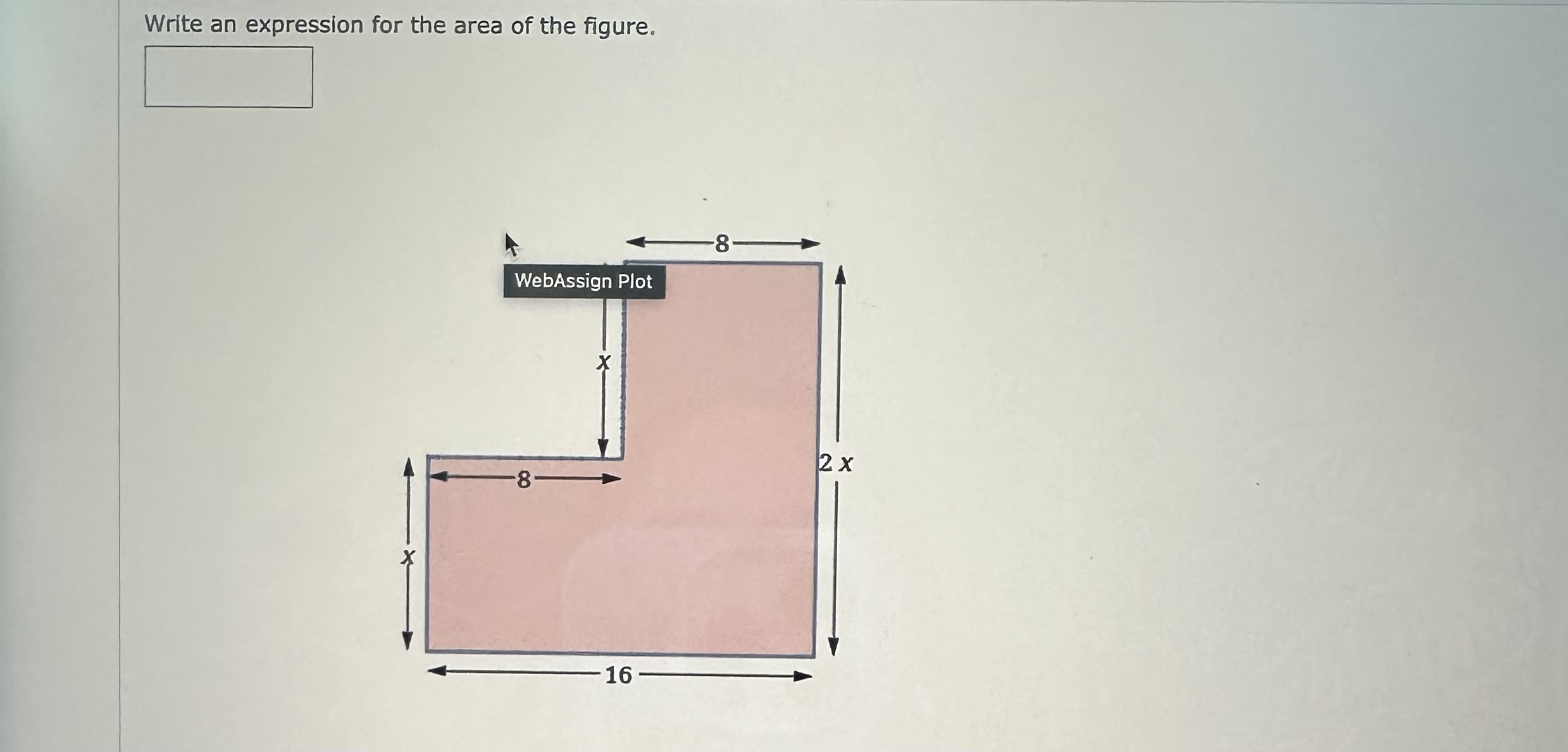 Solved Write an expression for the area of the figure. | Chegg.com