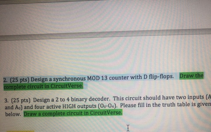 Solved 2. (25 pts) Design a synchronous MOD 13 counter with | Chegg.com