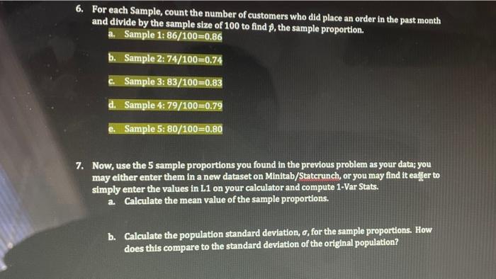 Solved 6. For each Sample, count the number of customers who | Chegg.com