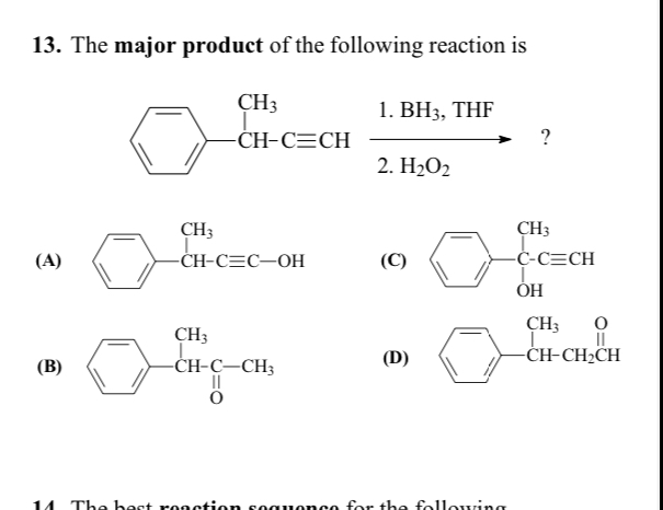 The major product of the following reaction | Chegg.com