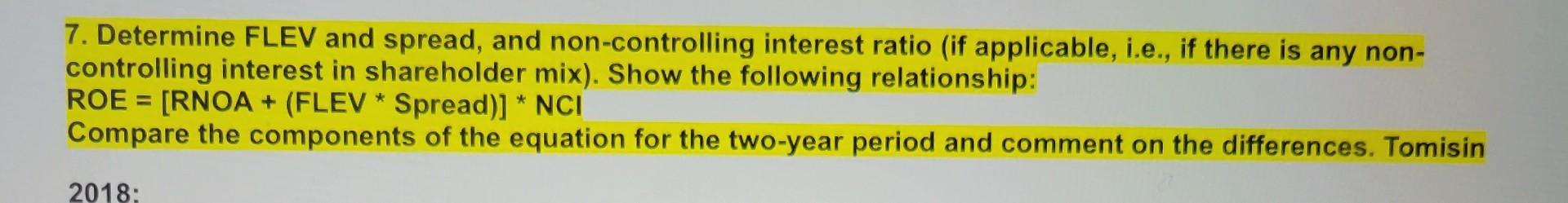 7. Determine FLEV and spread, and non-controlling | Chegg.com