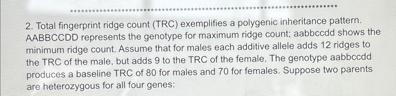 Solved Total fingerprint ridge count (TRC) ﻿exemplifies a | Chegg.com
