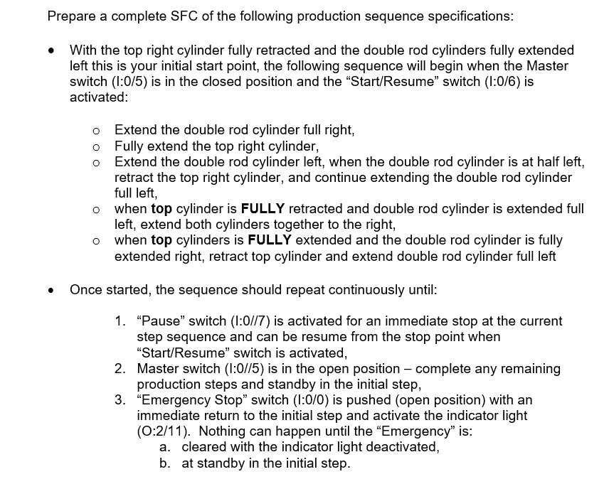 Solved Prepare a complete SFC of the following production | Chegg.com