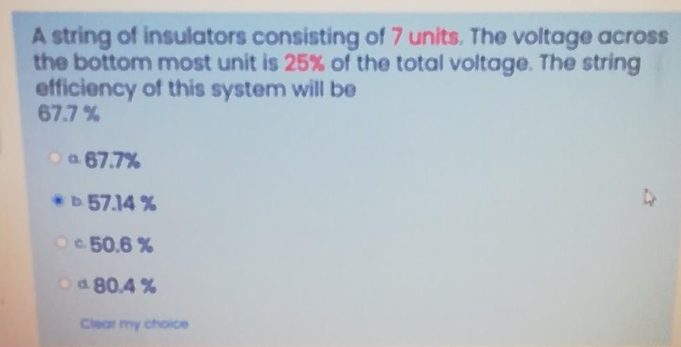 Solved A string of insulators consisting of 7 units. The | Chegg.com