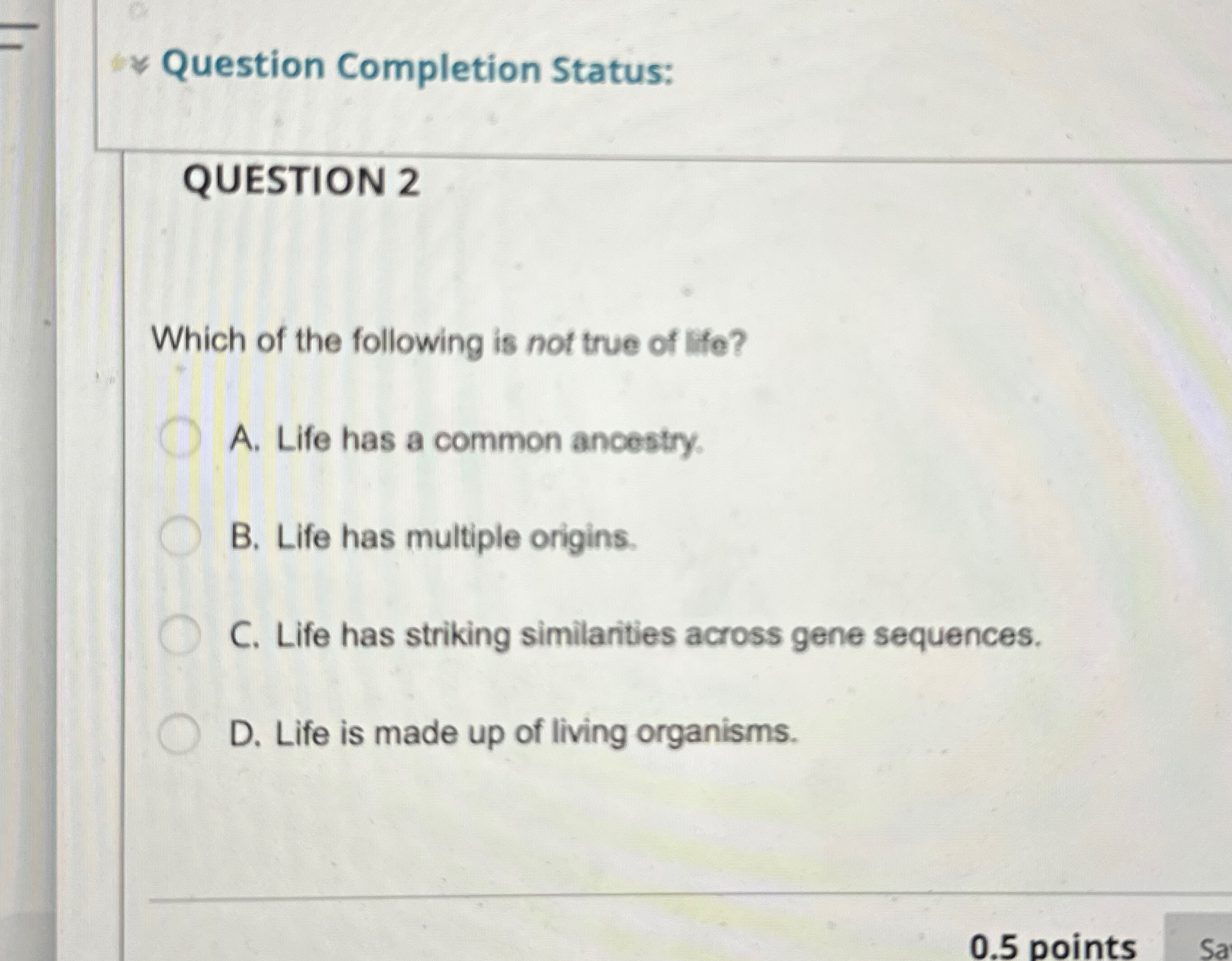 Solved Question Completion Status:QUESTION 2Which of the | Chegg.com