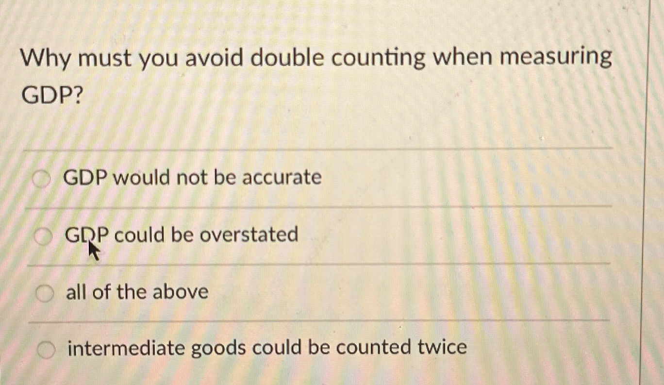 Solved Why must you avoid double counting when measuring | Chegg.com