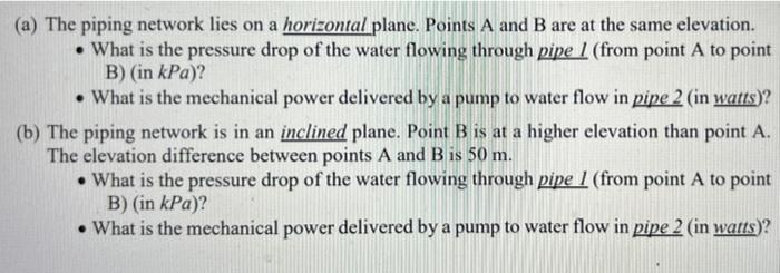 Solved Water flows through a parallel piping network | Chegg.com