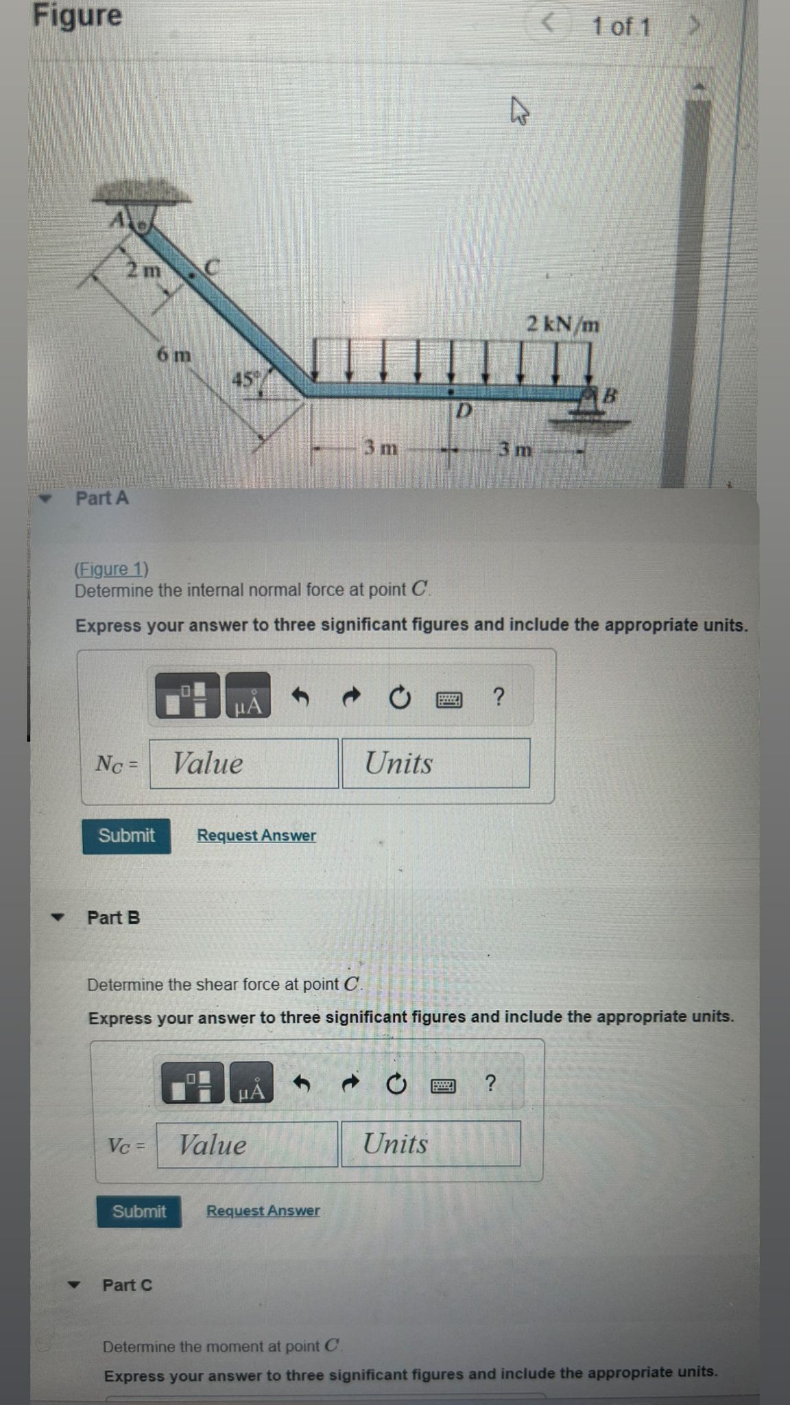 Solved Part A Figure 1 Determine The Internal Normal Force