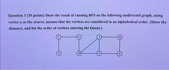 Solved Question 3 30 Points Show The Result Of Running Bfs 