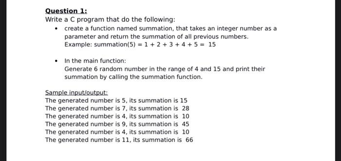 Solved Question 1: Write a C program that do the following: | Chegg.com