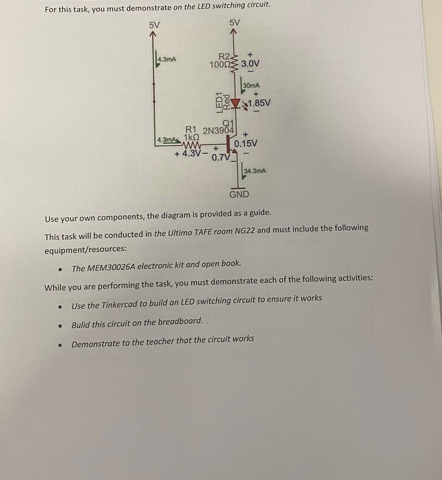 Solved For this task, you must demonstrate on the LED | Chegg.com