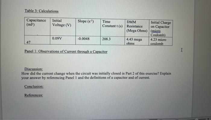 Solved physics 2 lab- discharge of a capacitor labi need | Chegg.com