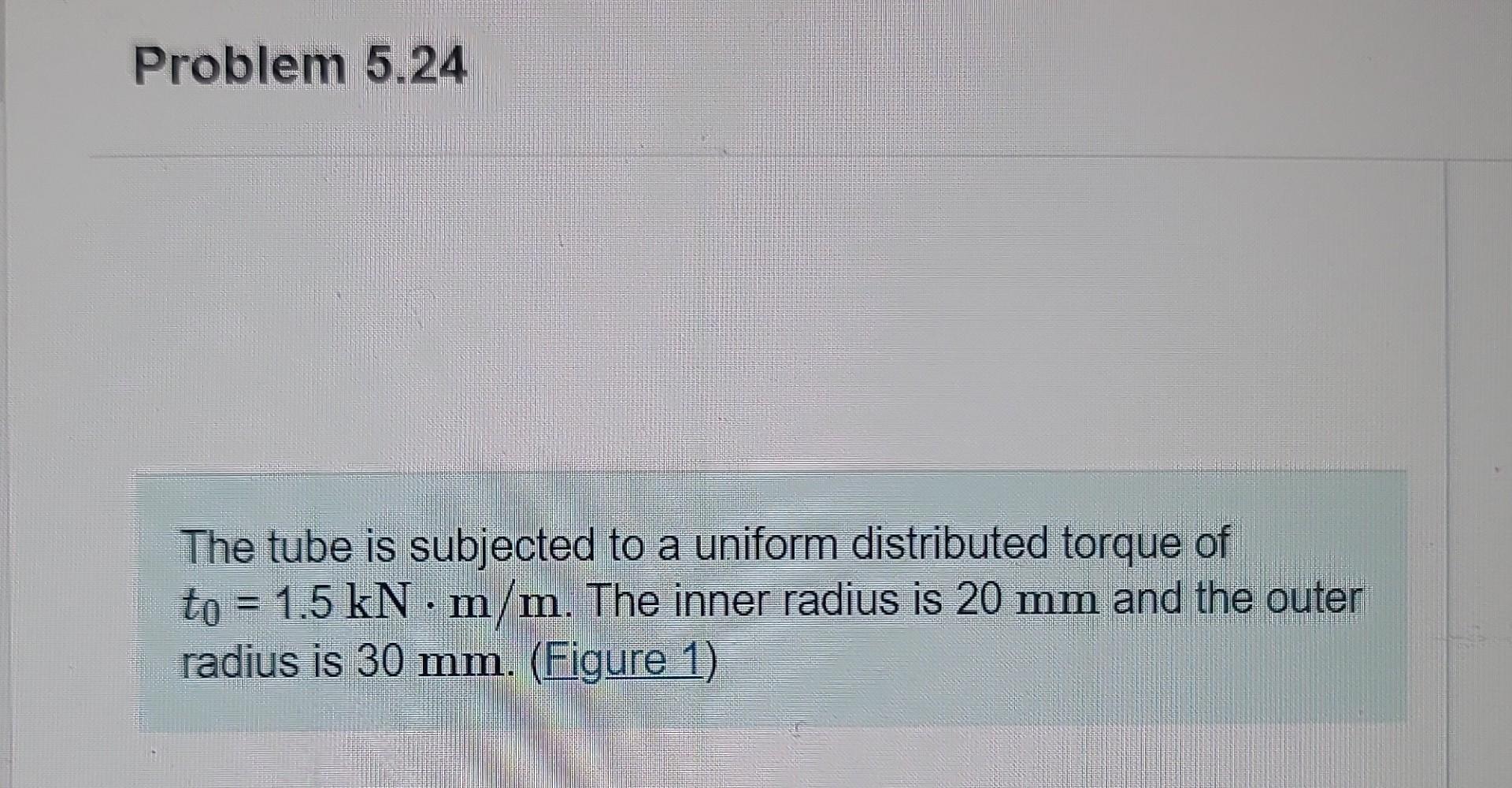 Solved The tube is subjected to a uniform distributed torque | Chegg.com