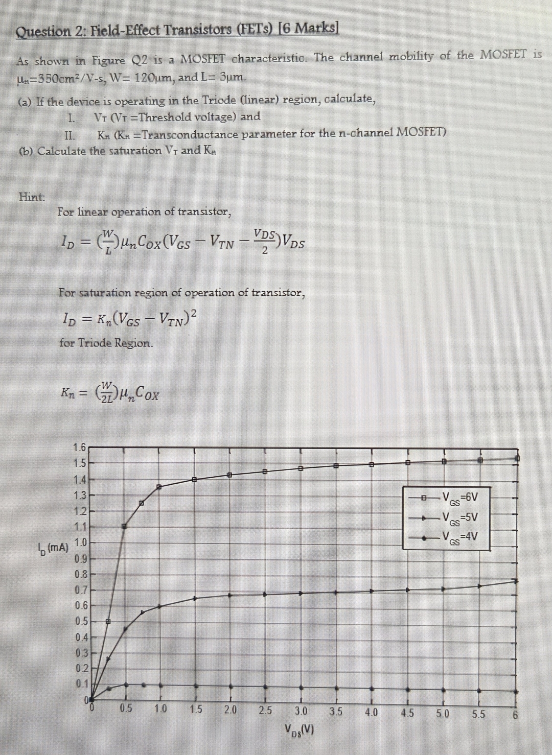 Solved Question 2: Field-Effect Transistors (FETs) [6 | Chegg.com