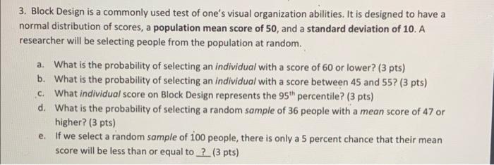 Solved 3. Block Design is a commonly used test of one's | Chegg.com