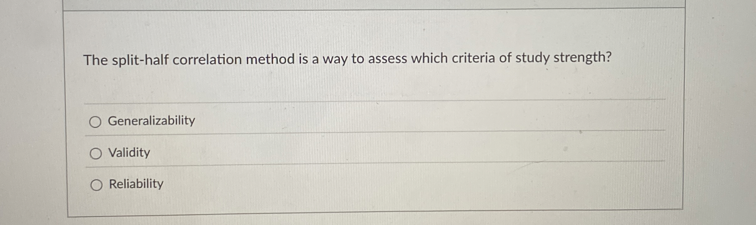 Solved The split-half correlation method is a way to assess | Chegg.com