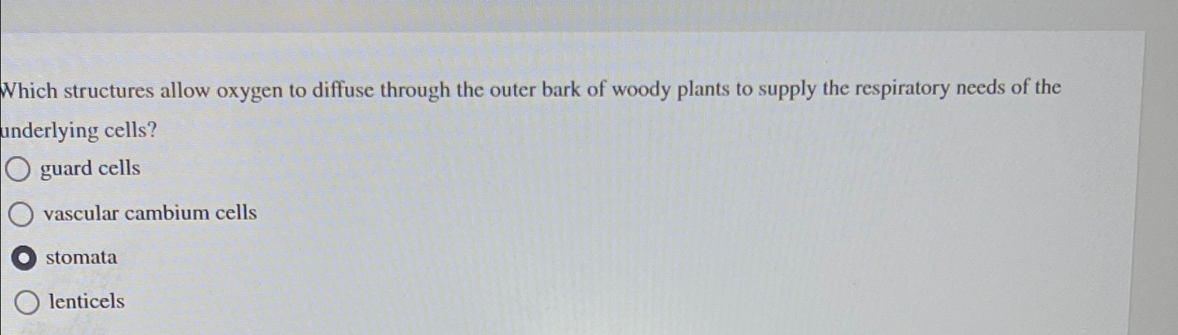 Solved Which structures allow oxygen to diffuse through the | Chegg.com