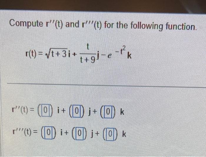Solved Compute r′′(t) and r′′′(t) for the following | Chegg.com
