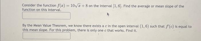 Solved Consider the function f(x)=10x+8 on the interval | Chegg.com