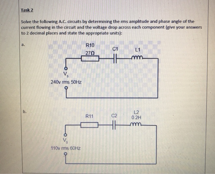 Solved task 2aL1 = 0.4C1 = 290task 2b R11= 67C2 = 60 | Chegg.com