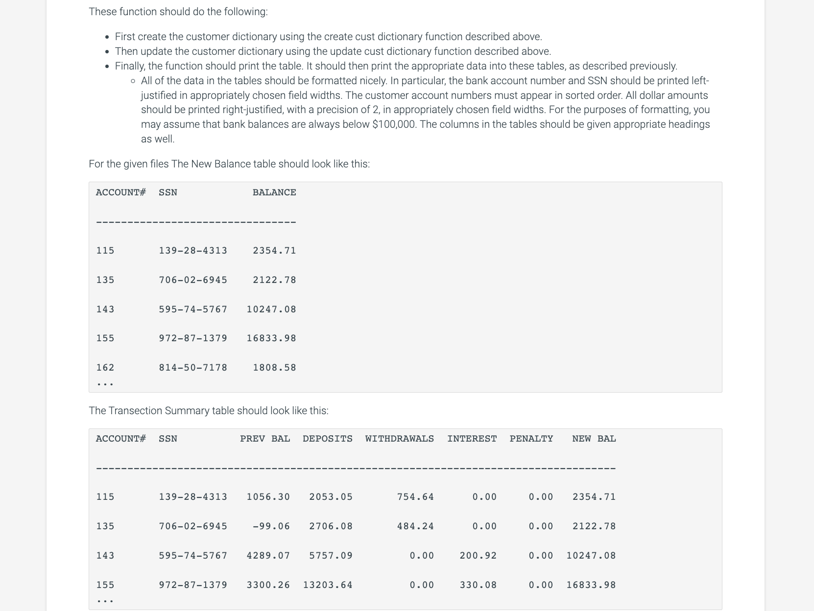 Solved Program Specifications: For this problem, you will | Chegg.com