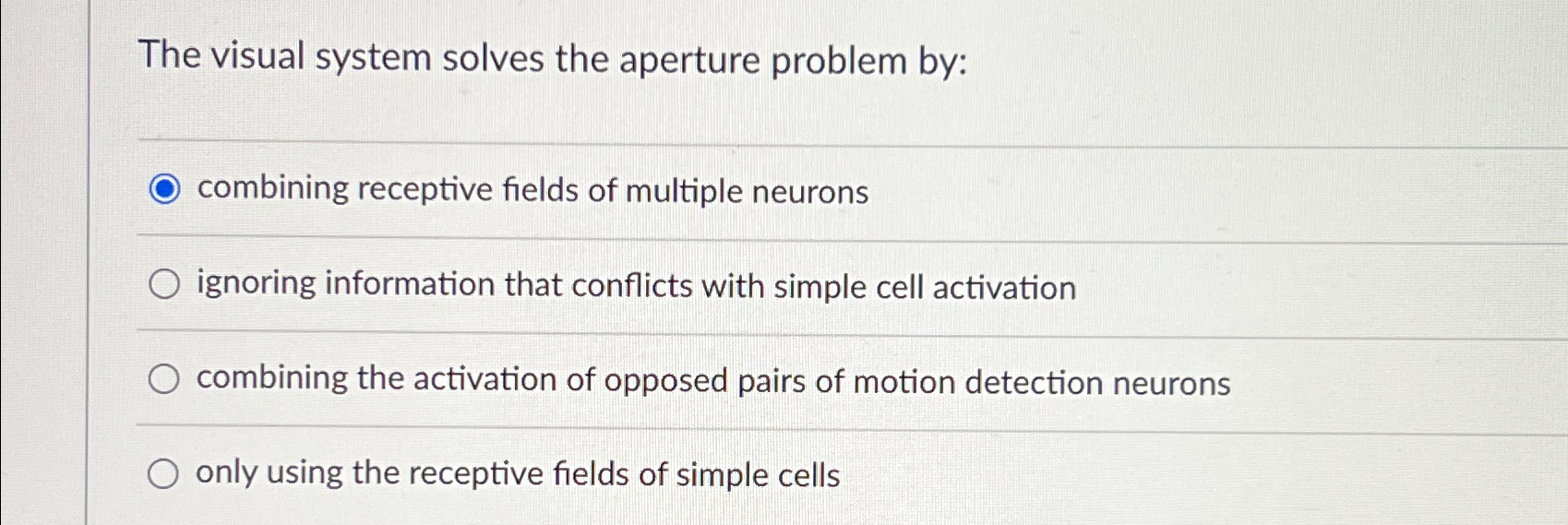 Solved The visual system solves the aperture problem | Chegg.com