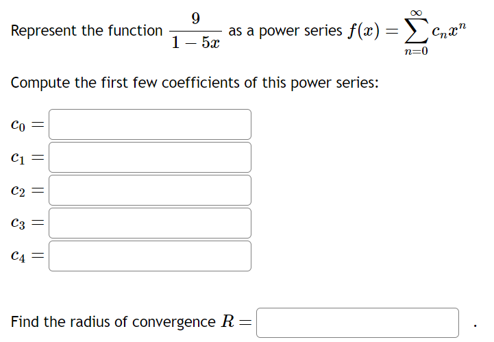 Solved Represent the function 91-5x ﻿as a power series | Chegg.com