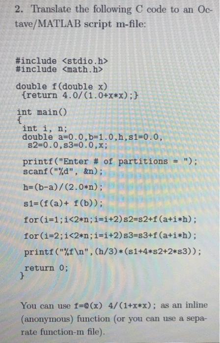 Solved 2. Translate the following C code to an Oc- | Chegg.com