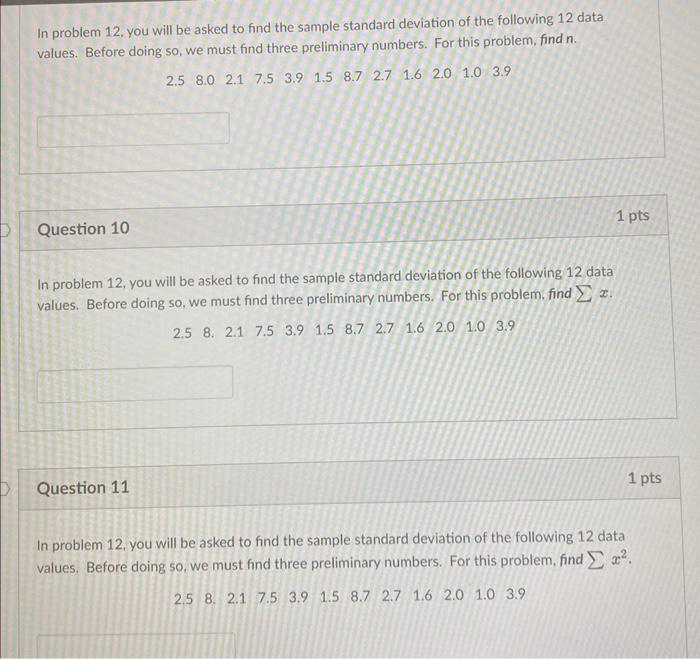 Solved In problem 12, you will be asked to find the sample | Chegg.com