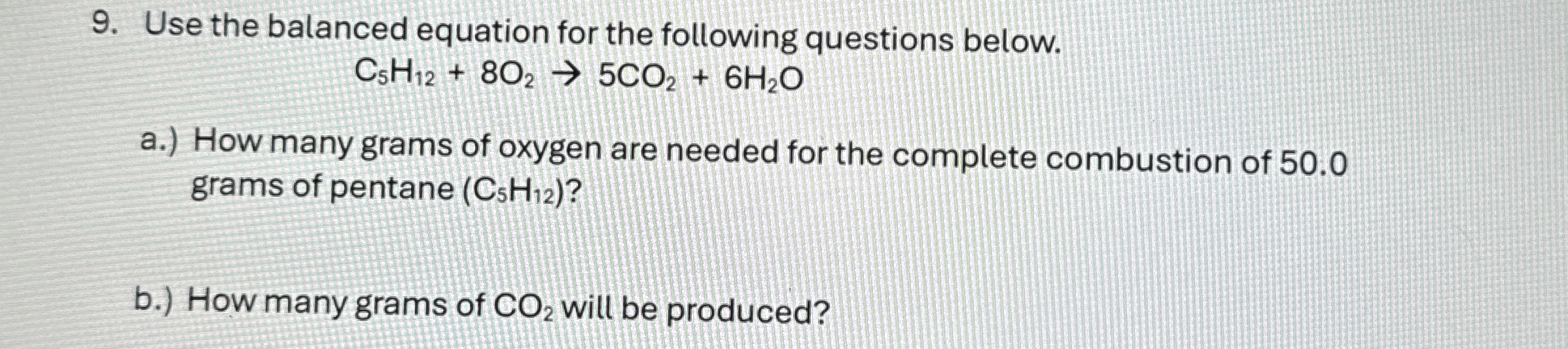 Solved Use the balanced equation for the following questions | Chegg.com