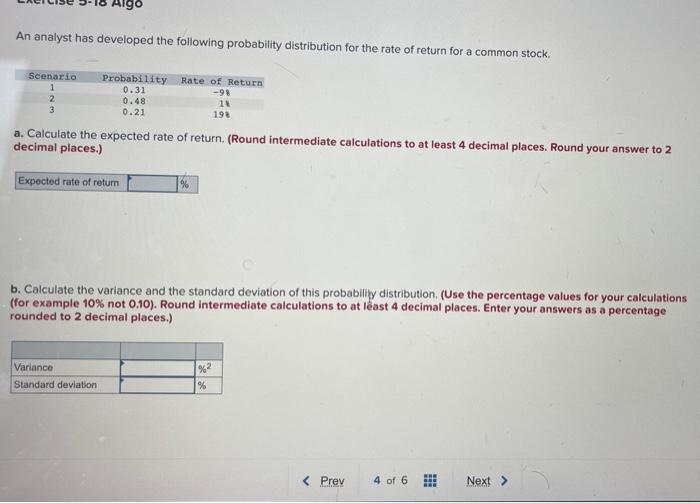 Solved An analyst has developed the following probability | Chegg.com
