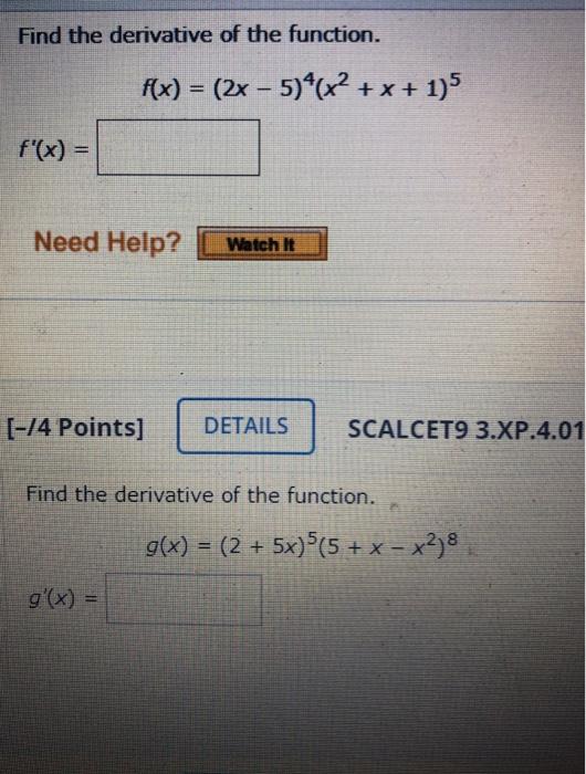Solved Find the derivative of the function. f(x) = (2x - | Chegg.com